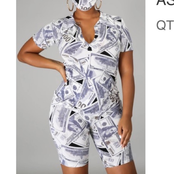 Shorts | 3 Piece Money Print Dollar Print Short Set | Poshmark